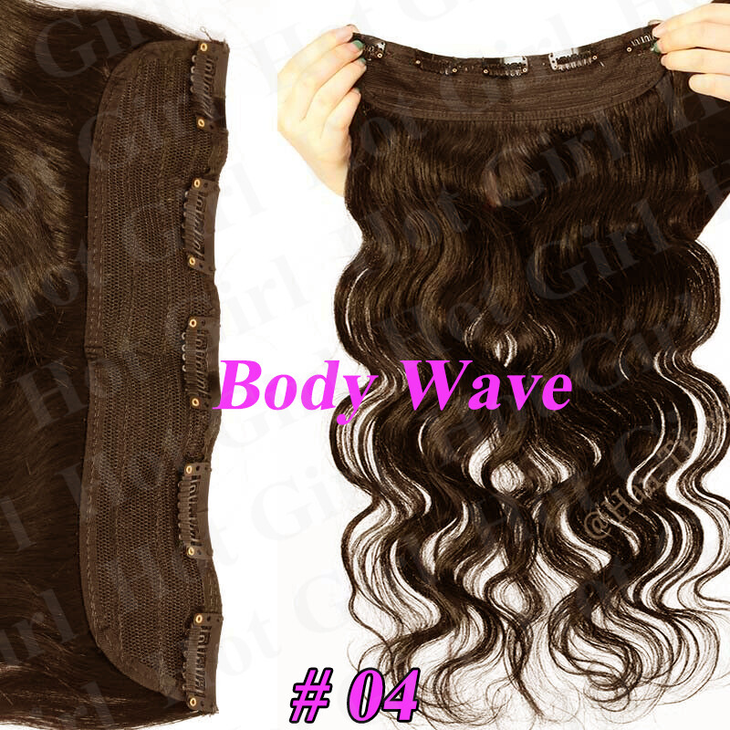 100g Real Remy Clip In Human Hair Extensions One Piece 3/4Full Head 20 ...