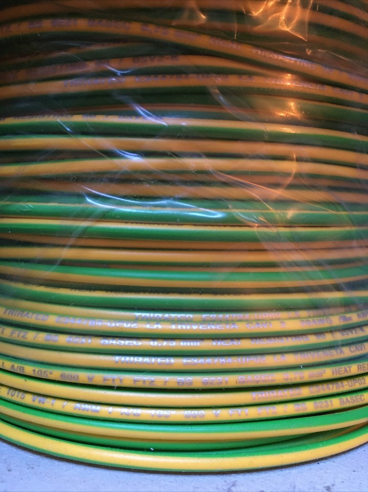 0.75mm Tri Rated Cable Automotive Cable 240v 12v 24v Wire Single GREEN ...