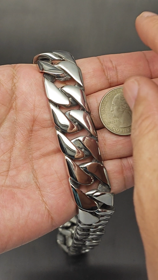 Men's Large Heavy Cuban Curb Chain Link Necklace Stainless Steel 20mm ...