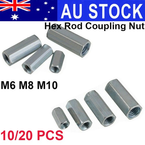M6 M8 M10 Hex Rod Coupler Nut Metric Coupling Nuts Connector Zinc ...