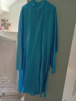Blue Men's Kurta pajama set, beautifully tailored . Size 46 inch chest ...