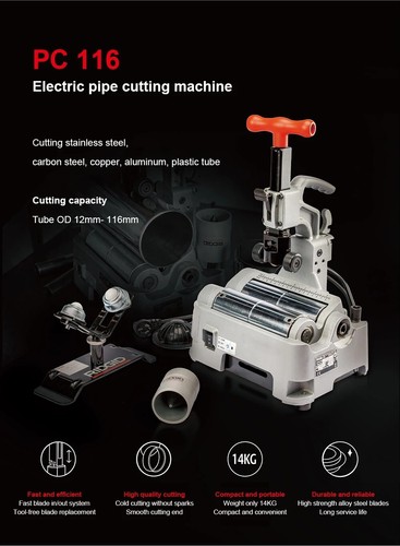 Handheld Pipe Cutting Machine 12-116mm PVC/PP/PE Pipe Cutter Sawing ...