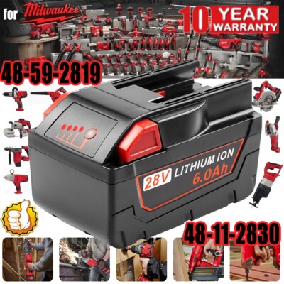 1x 28V 6000mAh For Milwaukee 28V Lithium Battery 48-11-2830 MK-28 48-59 ...