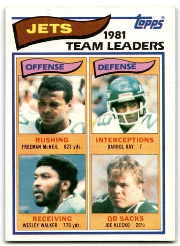 1982 Topps Freeman McNeil/Darrol Ray/Wesley Walker/Joe Klecko New York ...
