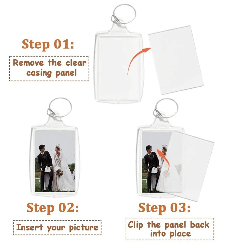 Blank Clear Acrylic Photo Keyring Keychain DIY Picture Frame Key Ring ...