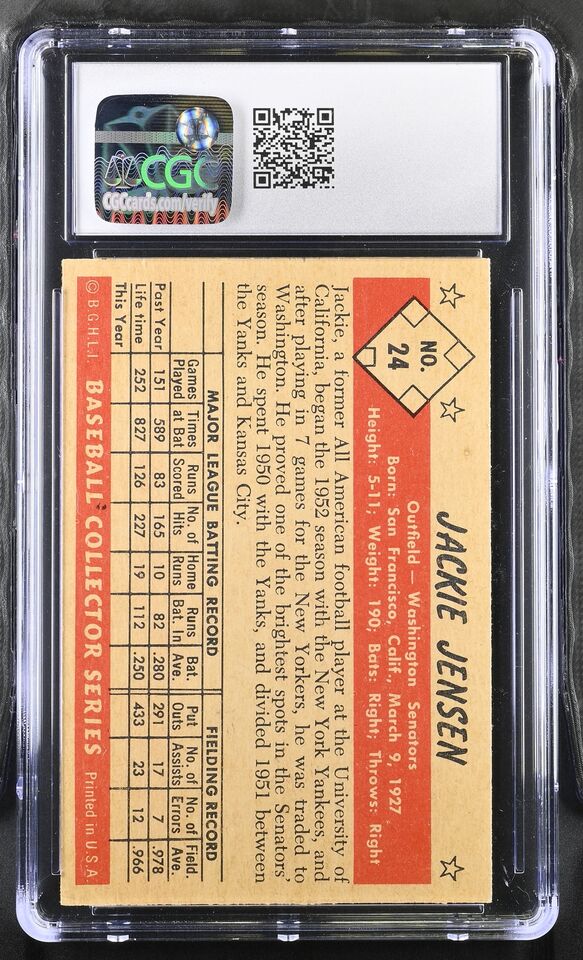 1953 Bowman Color Jackie Jensen CGC 6 EXMT+ #24 Baseball Card | eBay