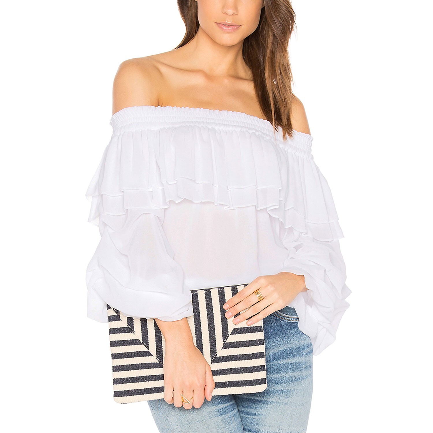 Misa Los Angeles NWT White Ruffled Off the Shoulder Top Size XS | eBay