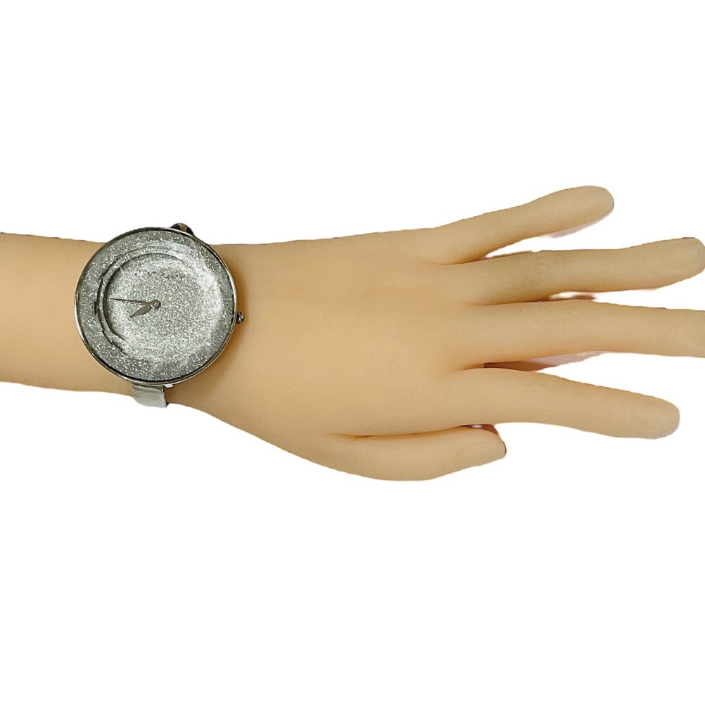 Betsey Johnson Huge Faceted Crystal Watch Thin Leather Band Statement ...