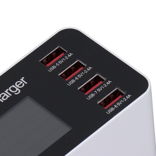 65W 8 Port USB Charging Station Multi Port USB Hub Charger LCD Display ...