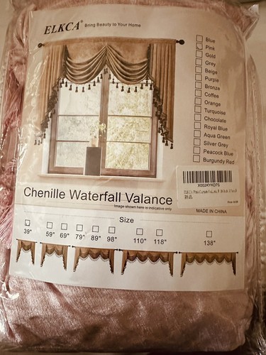 Elka Pink Princess Window Curtain Valance for Room Thick Chenille 43”L ...