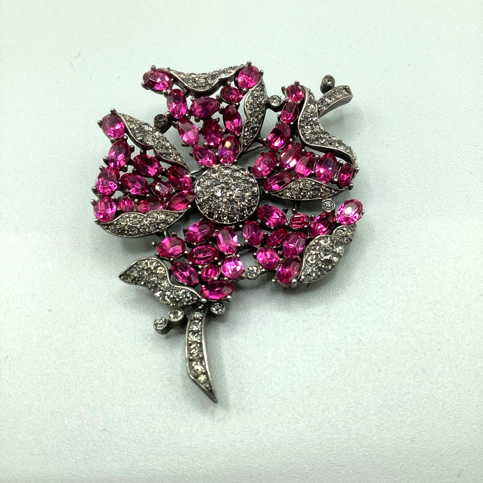Signed Trifari Fuchsia Flower Brooch Sterling Silver … - Gem