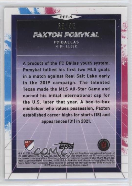 2022 Topps Finest MLS Fusion Blue & Red Refractor /45 Paxton Pomykal # ...