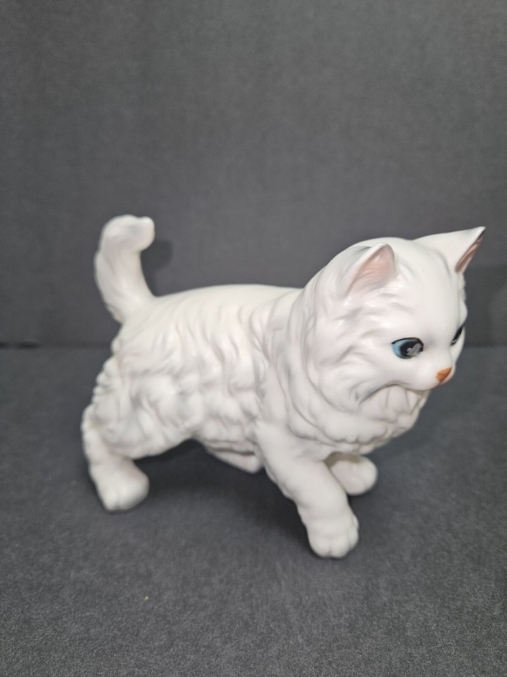 Lefton Blue Eyed White Fluffy Cats | eBay