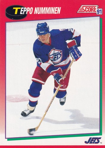 1991-92 Score #101 Teppo Numminen-Winnipeg Jets + (Yes 4 Free Mystery ...