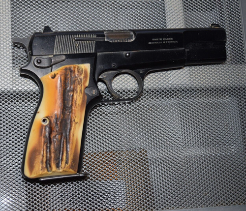 Browning Hi Power Frames 9mm Poymer Stag Look & Aged Look Grips! Very ...