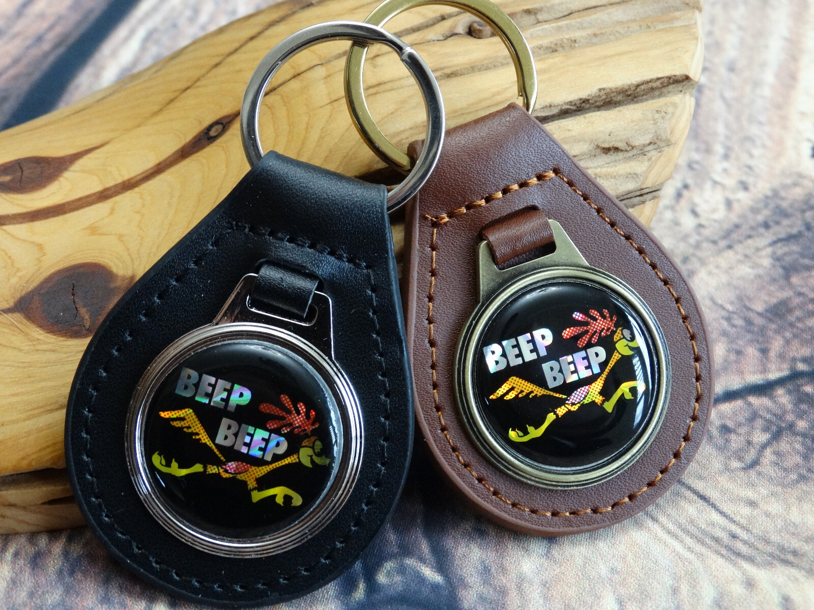 RARE VINTAGE 1970s Plymouth Road Runner BEEP BEEP Leather Key Chain ...