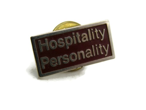 Hospitality Personality Pin Red Background Silver Tone | eBay