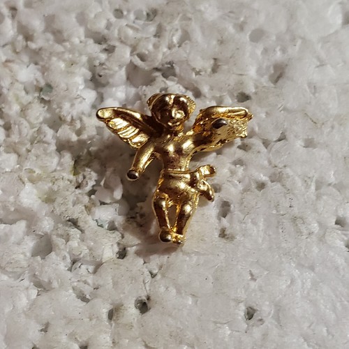 Vintage Gold Toned Guardian Angel Mini Lapel Hat Pin Tie Tack Cherub ...