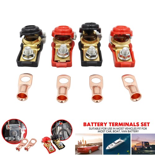 Car Battery Terminal Connectors (2 pair) AWG Wire Lugs Kit Pure Copper ...