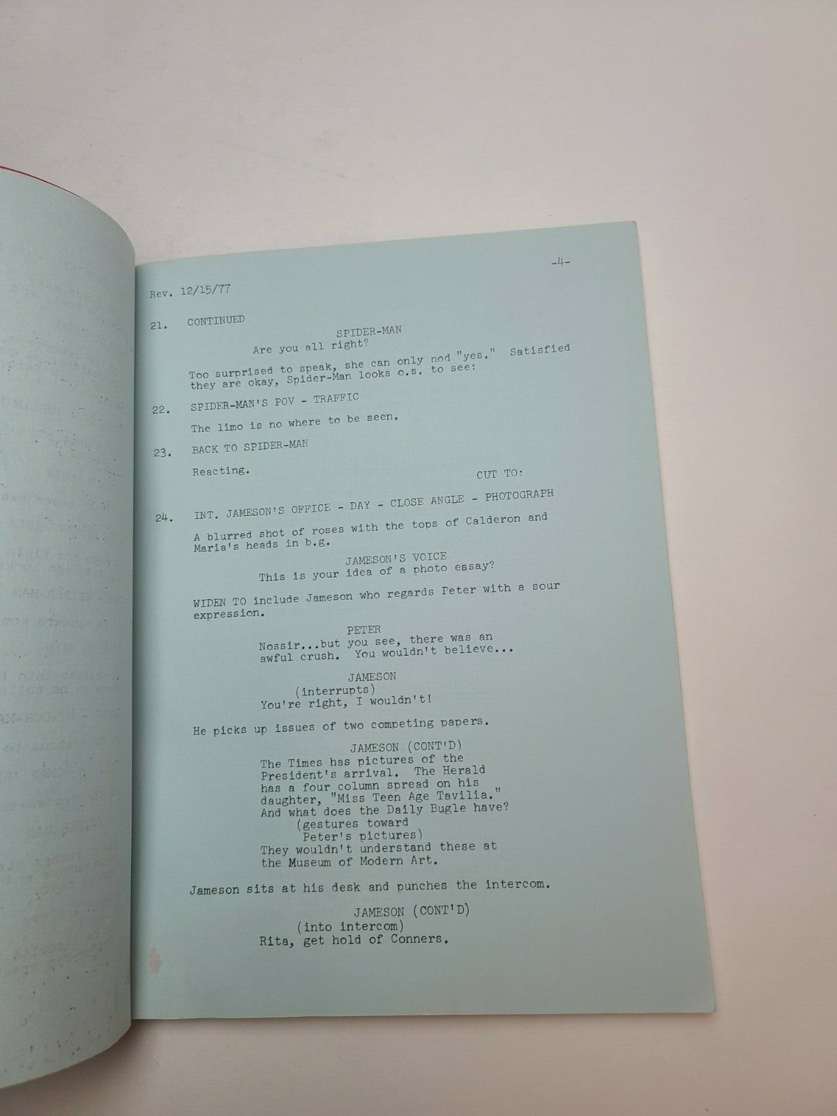 THE AMAZING SPIDER-MAN / 1977 TV Script, Spiderman "Escort to Danger ...
