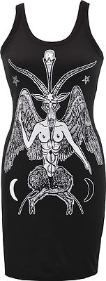 WOMENS BAPHOMET DRESS SATANIC DEMON GOAT DEVIL BLACK MAGIC WITCH CRAFT ...