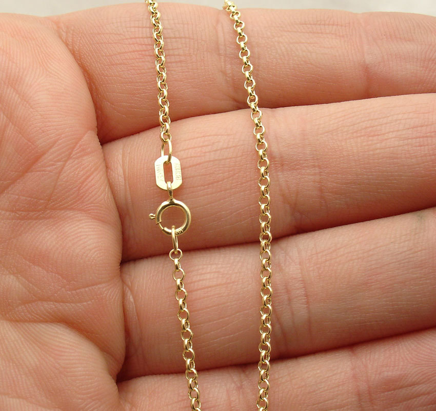 1.9mm All Shiny Round Rolo Cable Chain Necklace REAL Solid 10K Yellow ...