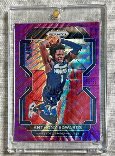 2021-22 Panini Prizm Anthony Edwards Purple Wave SP #37 Timberwolves ...