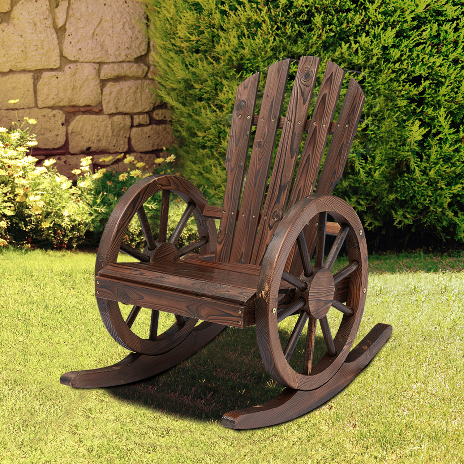 Outdoor Rocking Chair Rustic Outdoor Seat Patio Porch Rocker Wagon ...