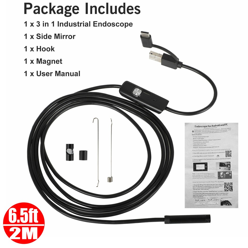 33FT Wifi Endoscope Wireless Borescope Automotive Inspection 1080P ...