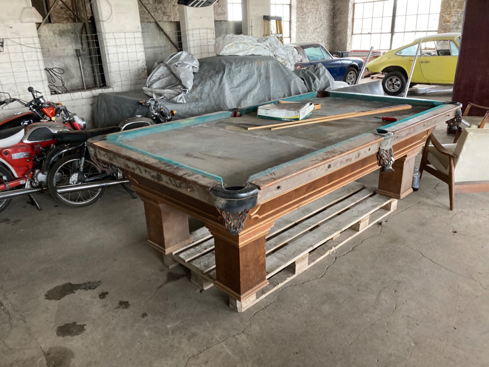 Antique Brunswick Pool Table ready to move and refelt 96" by 54" | eBay