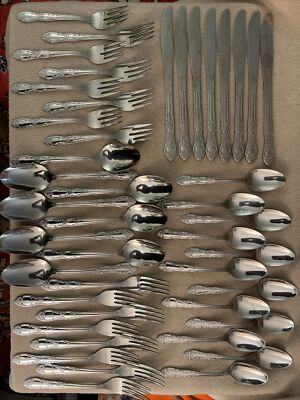 Vtg OneidaCraft "Venus" ~ 51 Pc Stainless Flatware Set Service for 8 ...