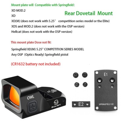 3 MOA Red Dot Sight Tele scope OWL for Springfield XDS MOD.2 Doctor ...