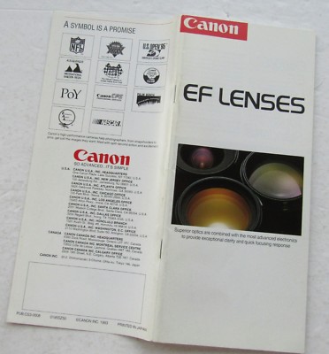 Camera Brochure Photography Reference Guide For Canon EF Lenses | eBay