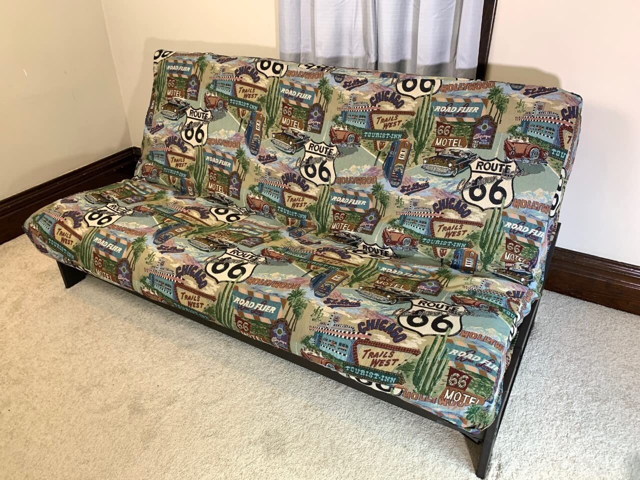 Futon Cover Only Fits 6 to 8 Inch Mattress Route 66 Hidden Zipper (Full ...