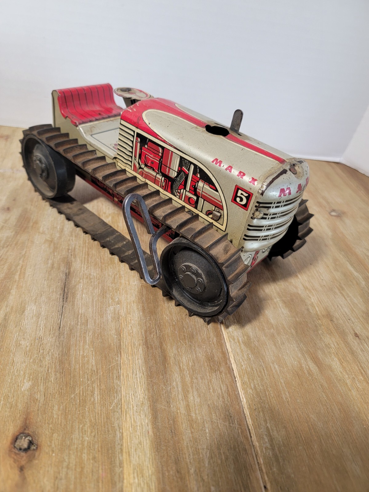 Marx Toy Red Lithographed Tractor #5 1950's 9" | eBay