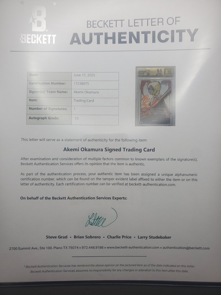 POP 1 Akemi Okamura VA Signed Nami BGS 9.5 Autograph 10 OP03 One Piece ...