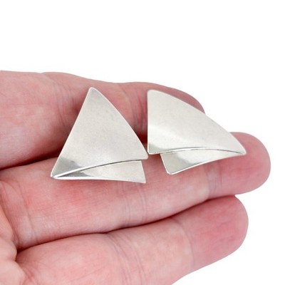 Vintage Sterling Silver 925 Modernist Geometric Triangle Screwback ...