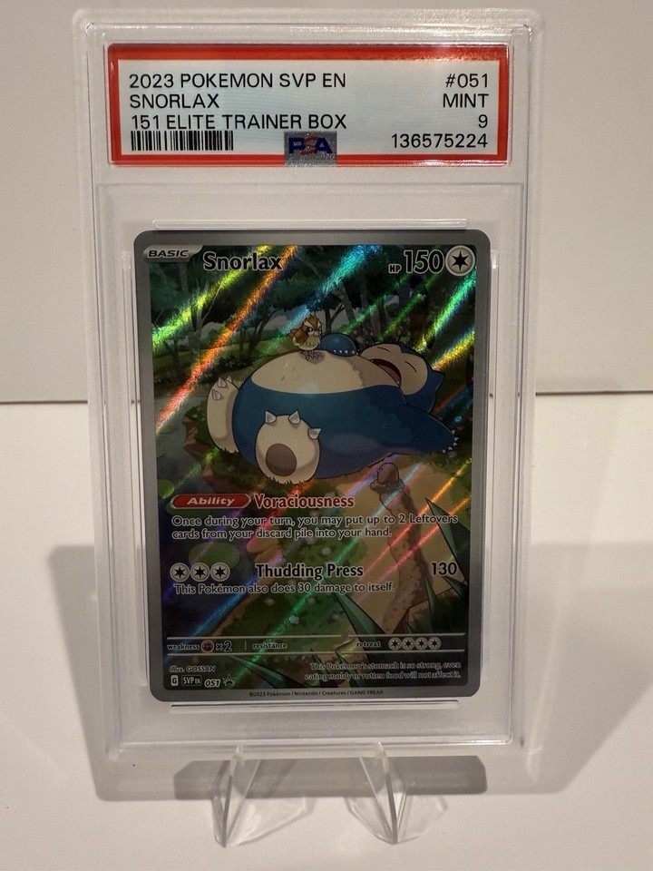 2023 Pokémon TCG 151 Elite Trainer Box ETB Snorlax Promo #051 PSA 9 ...