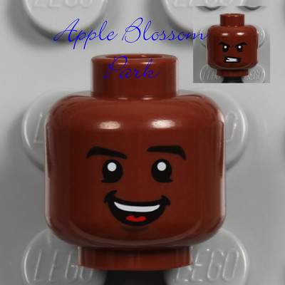 NEW Lego Dark FLESH MALE MINIFIG HEAD w/Brown Black Eye Brow Hair Boy ...