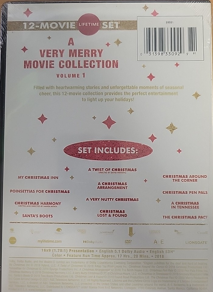 NEW Lifetime 12 Movie Set A Very Merry Movie DVD Collection Volume 1 ...