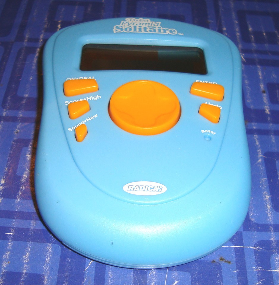 Pocket Pyramid Solitaire Electronic Handheld Travel Game Light Blue ...