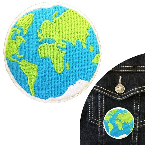 World globe iron on patch Earth worlds continent planet space world map ...