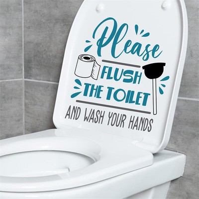 Flush The Toilet PVC Toilet Stickers Creative Washroom Toilet Stickers ...