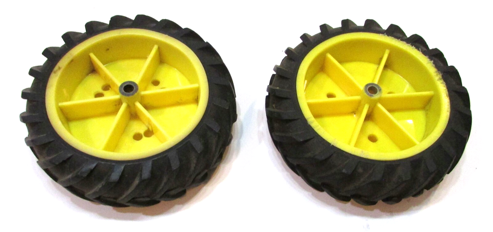 Vintage 1x4 Black Rubber Tractor Tires w Yellow Plastic Rims Wheels Toy ...