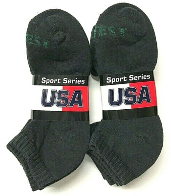 3 /6 /12 Pair HYTEST Black Cushion Bottom Work / Sport Low Cut Sock ...