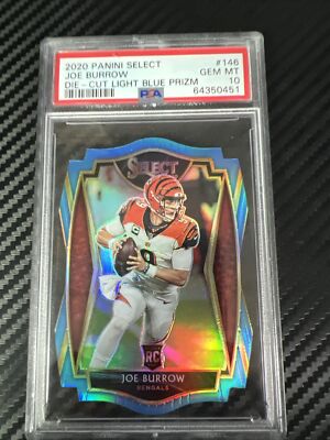 2020 Joe Burrow Panini Select #146 Light Blue Die Cut Prizm Rookie Card ...
