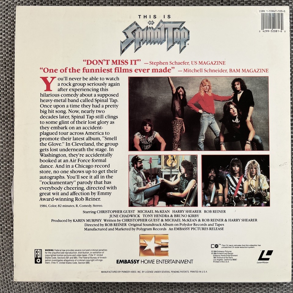 This Is Spinal Tap Movie On Laser Disc (LaserVideoDisc) 1984 | eBay UK