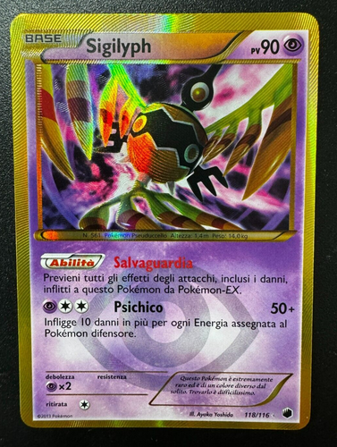 Pokemon Card Sigilyph Secret 118/116 Plasma Freeze ITA Excellent Card ...