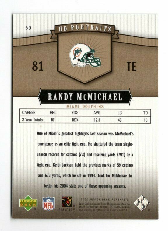 Randy McMichael 2005 UD Portraits Platinum #50 (5/75) | eBay