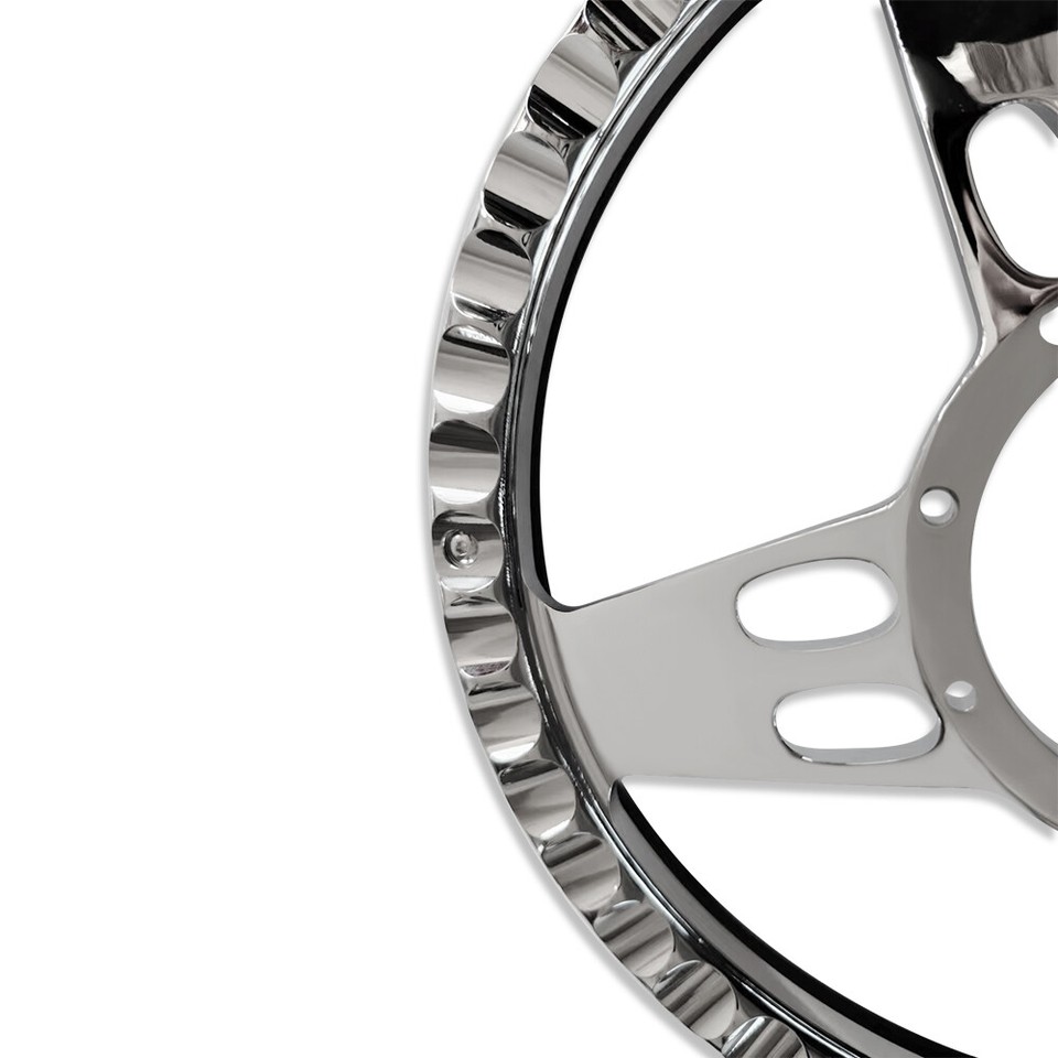 Black 14" Chrome Billet Aluminum Bullet Steering Wheel 9 Holes Half ...